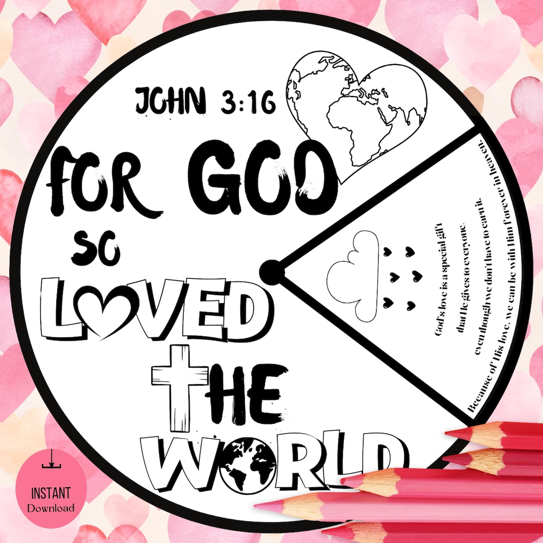 Printable Sunday School Craft, John 3:16 "for God so Loved the World ...