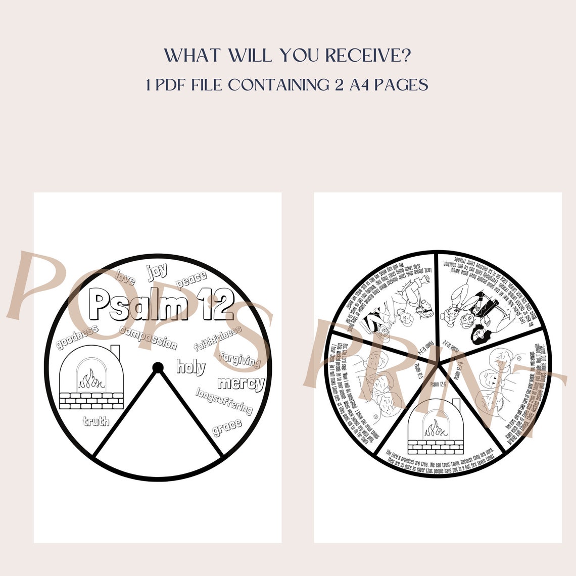 Printable Psalm 12 Coloring Spinner Wheel | Psalm 12 Sunday School ...