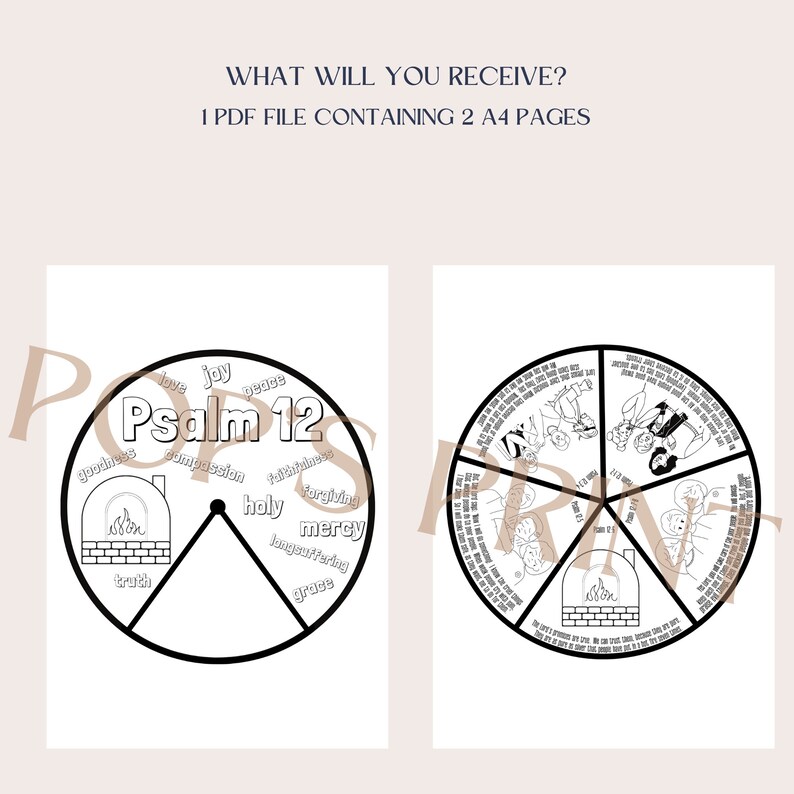Printable Psalm 12 Coloring Spinner Wheel | Psalm 12 Sunday School ...