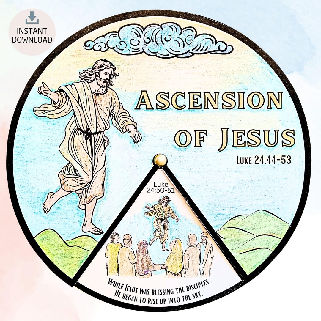 Printable Ascension of Jesus Sunday School Craft, Coloring Spinner ...