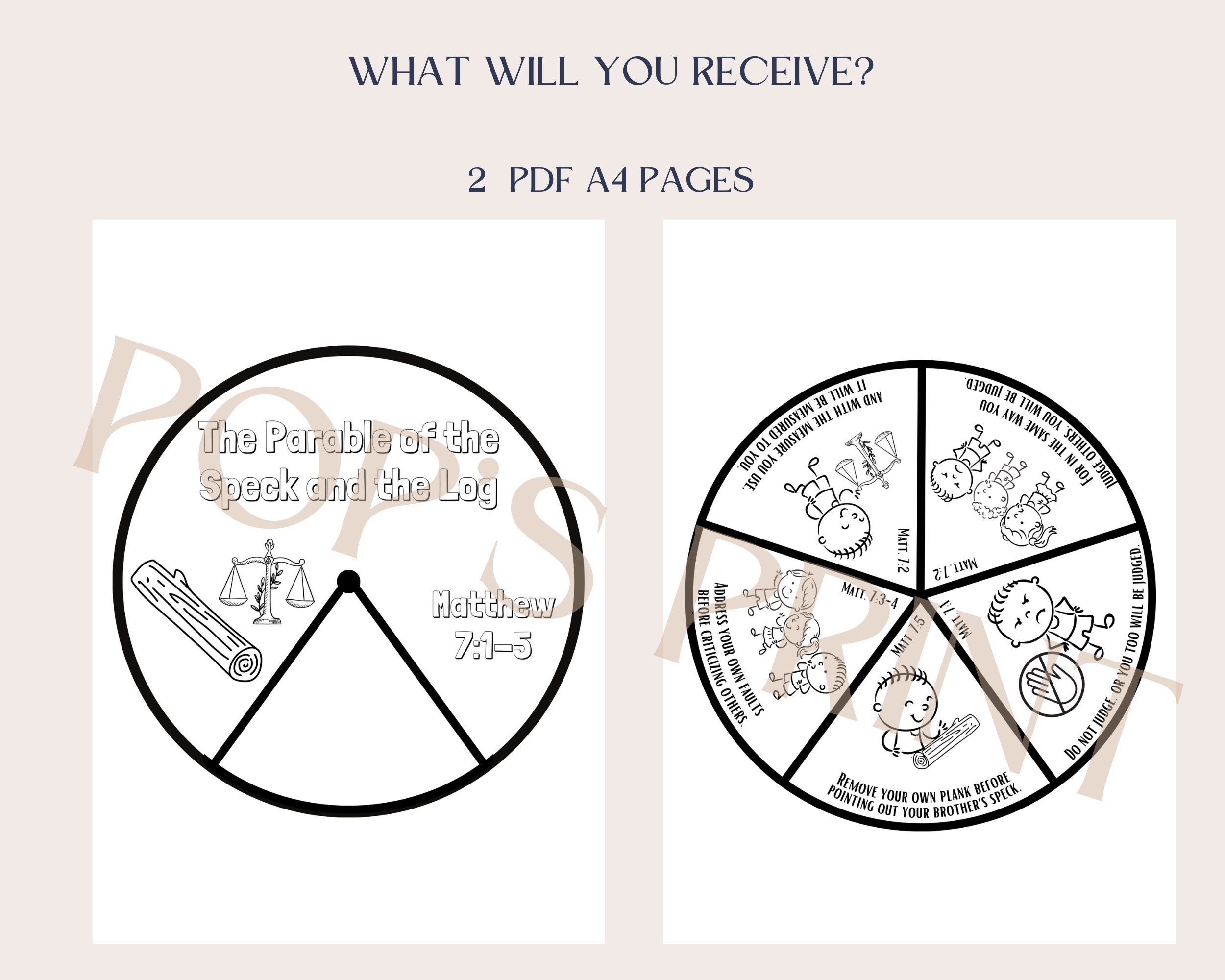 Printable the Parable of the Speck and the Log Coloring Spinner Wheel ...