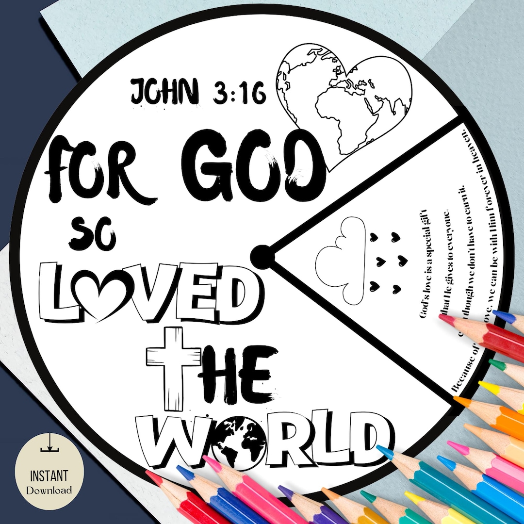 Printable Sunday School Craft, John 3:16 for God so Loved the World ...