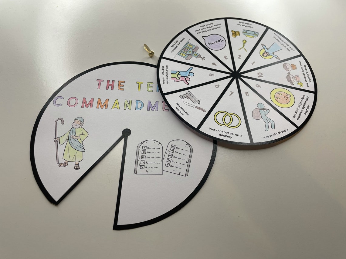 The Ten Commandments Coloring Spinner Wheel| the Ten Commandments Craft ...