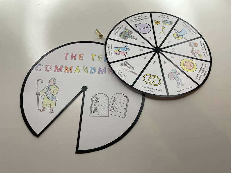 The Ten Commandments Coloring Spinner Wheel| the Ten Commandments Craft ...