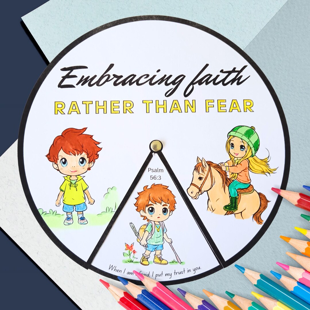 Printable Faith Over Fear Spinner Wheel Craft, Faith Bible Activity ...
