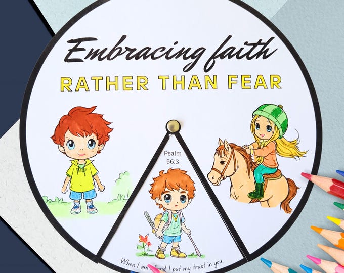 Printable Faith Over Fear Spinner Wheel Craft, Faith Bible Activity ...