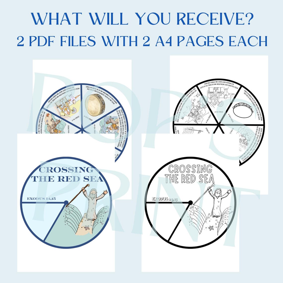 Crossing the Red Sea Spinner Wheel, Bible Coloring Craft for Kids ...