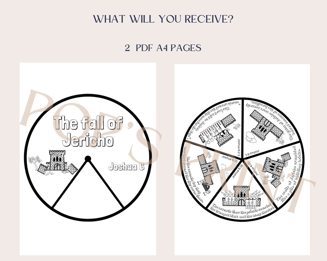 Printable the Fall of Jericho Coloring Spinner Wheel | Jericho Craft ...