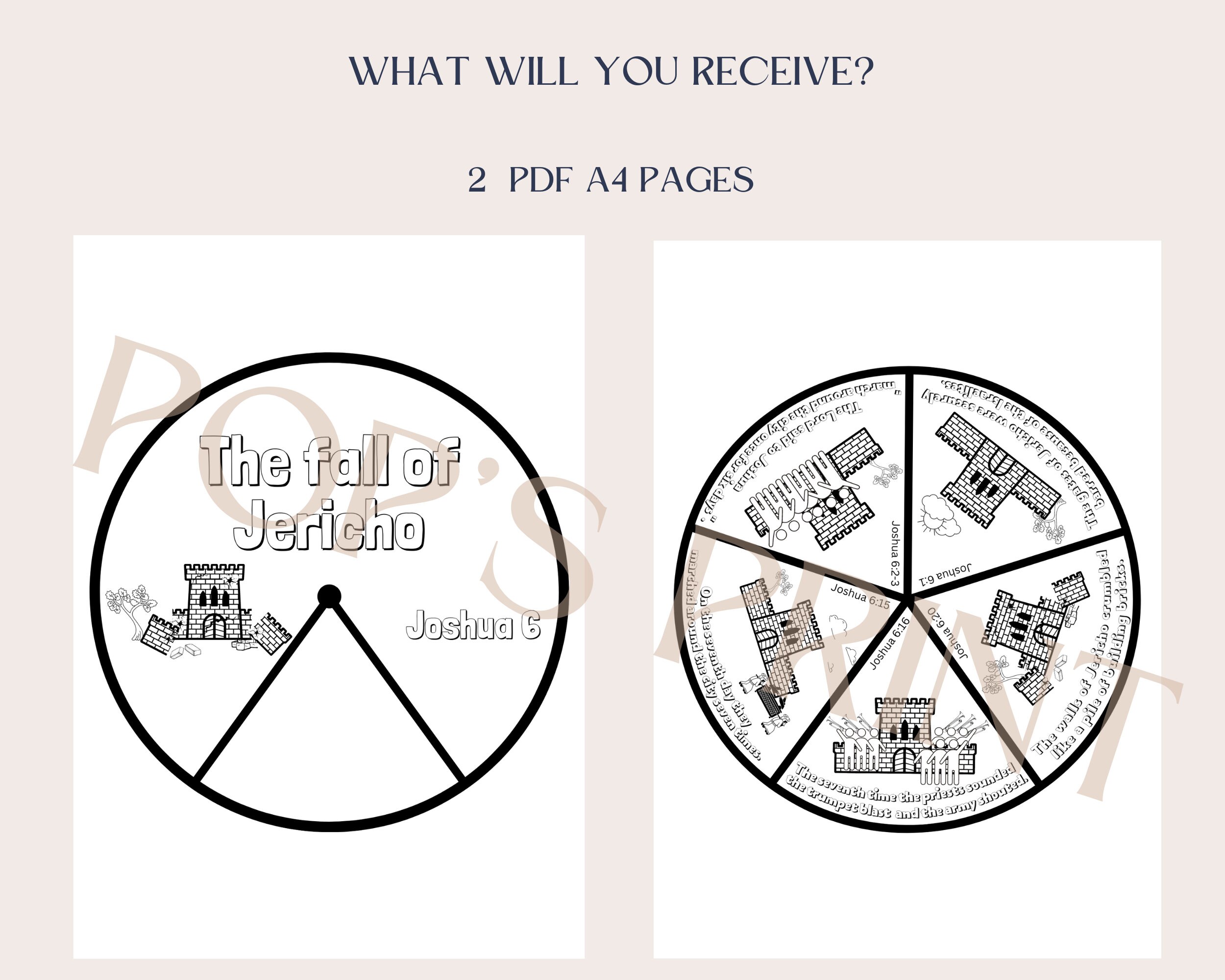 Printable the Fall of Jericho Coloring Spinner Wheel | Jericho Craft ...
