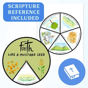 Printable Faith Like a Mustard Seed Coloring Spinner Wheel Sunday ...