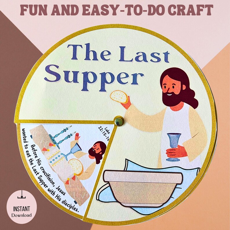 Printable Last Supper Sunday School Craft & Spinner Wheel, Kids ...