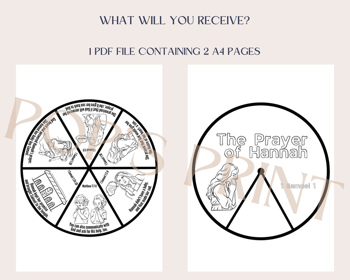 Printable Prayer of Hannah Coloring Spinner Wheel - Sunday School Craft ...