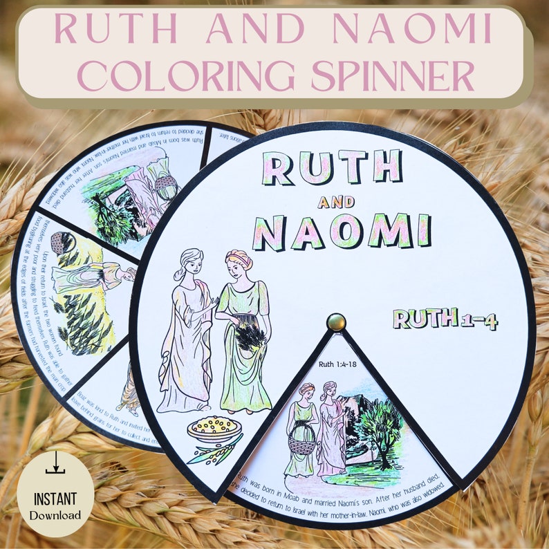 Rueda para colorear de Rut y Noemí/ Manualidad de Rut y Noemí/ Lección ...