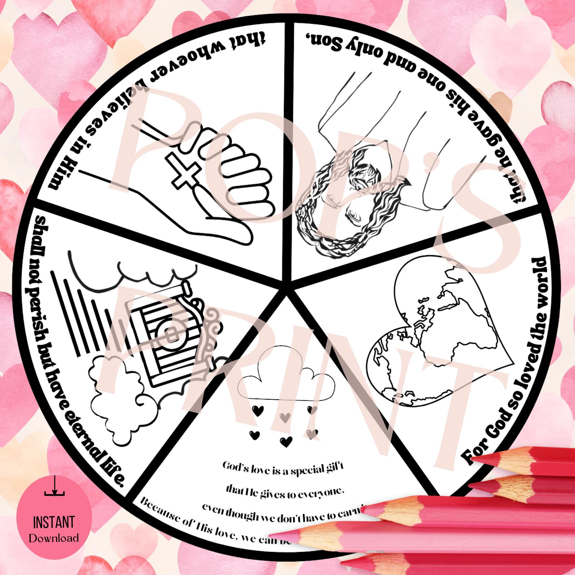 Printable Sunday School Craft, John 3:16 "for God so Loved the World ...