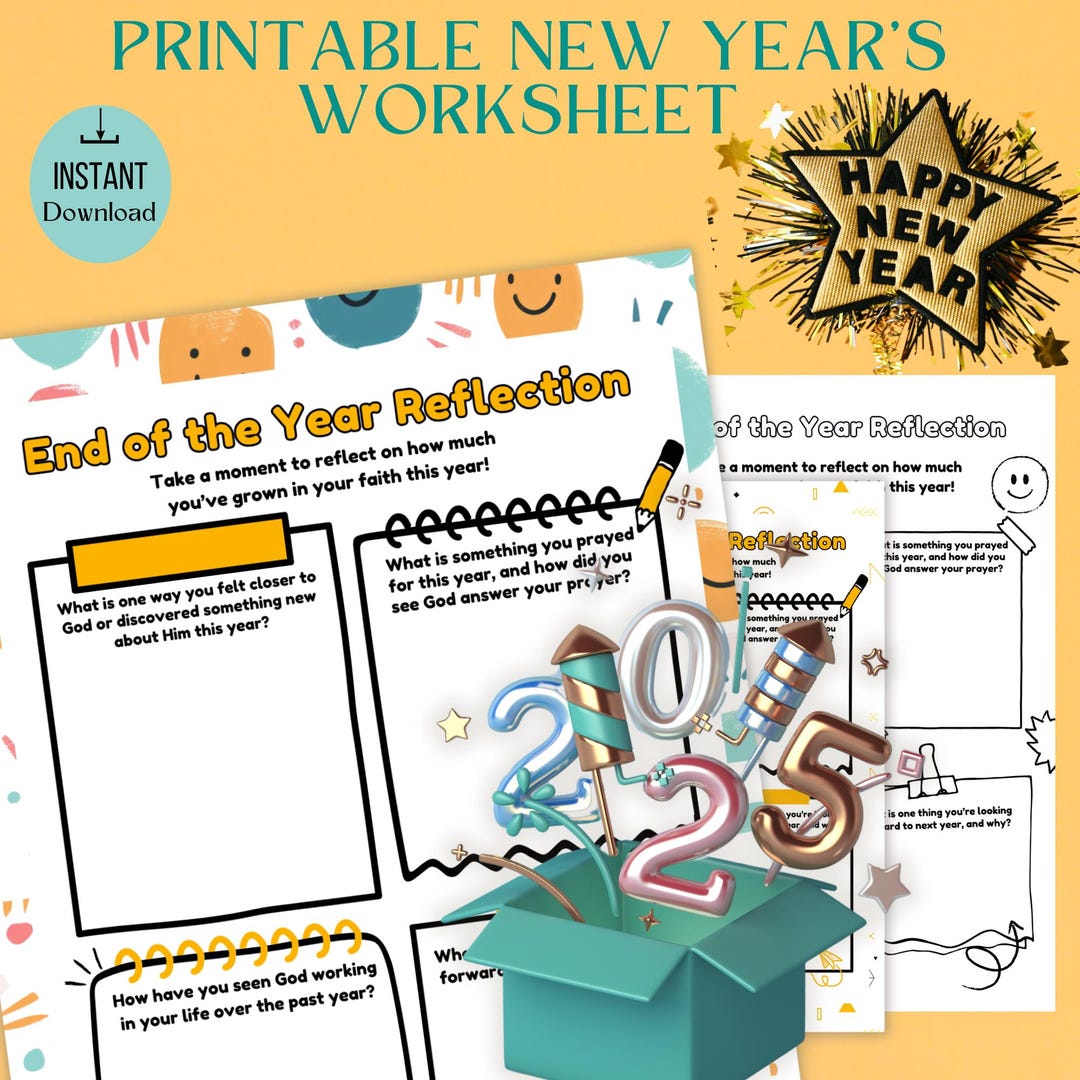 Sunday School End-of-year Reflection Worksheet Printable New Year's ...