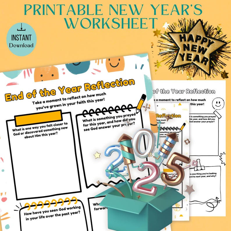 Sunday School End-of-year Reflection Worksheet Printable New Year's ...