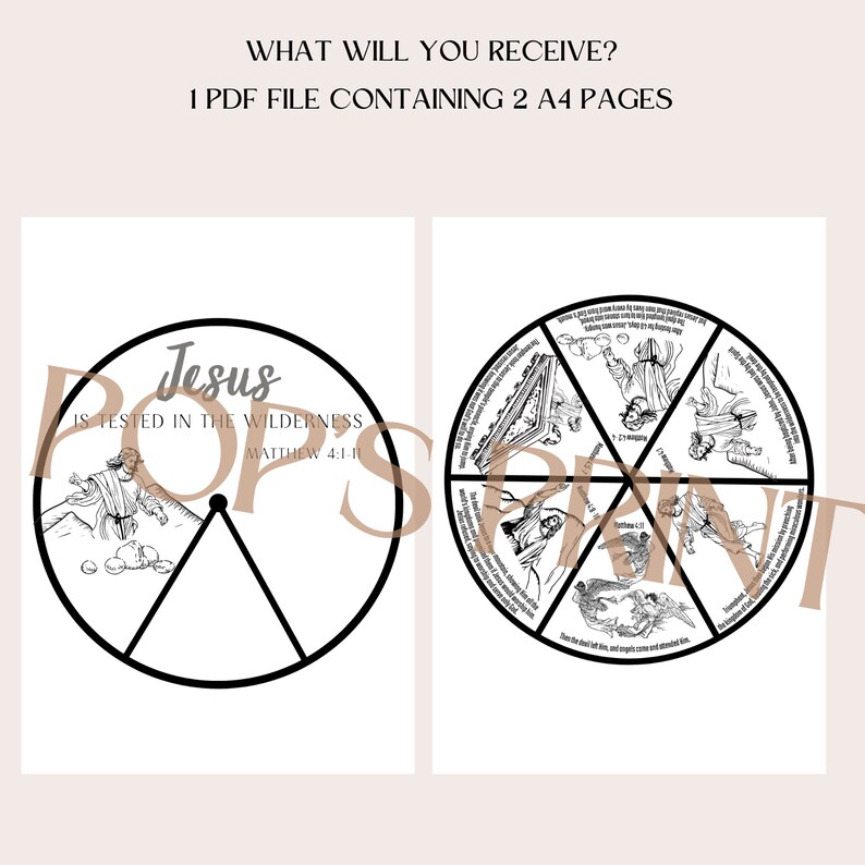Jesus is Tested in the Wilderness Coloring Spinner Wheel, Matthew 4:1 ...