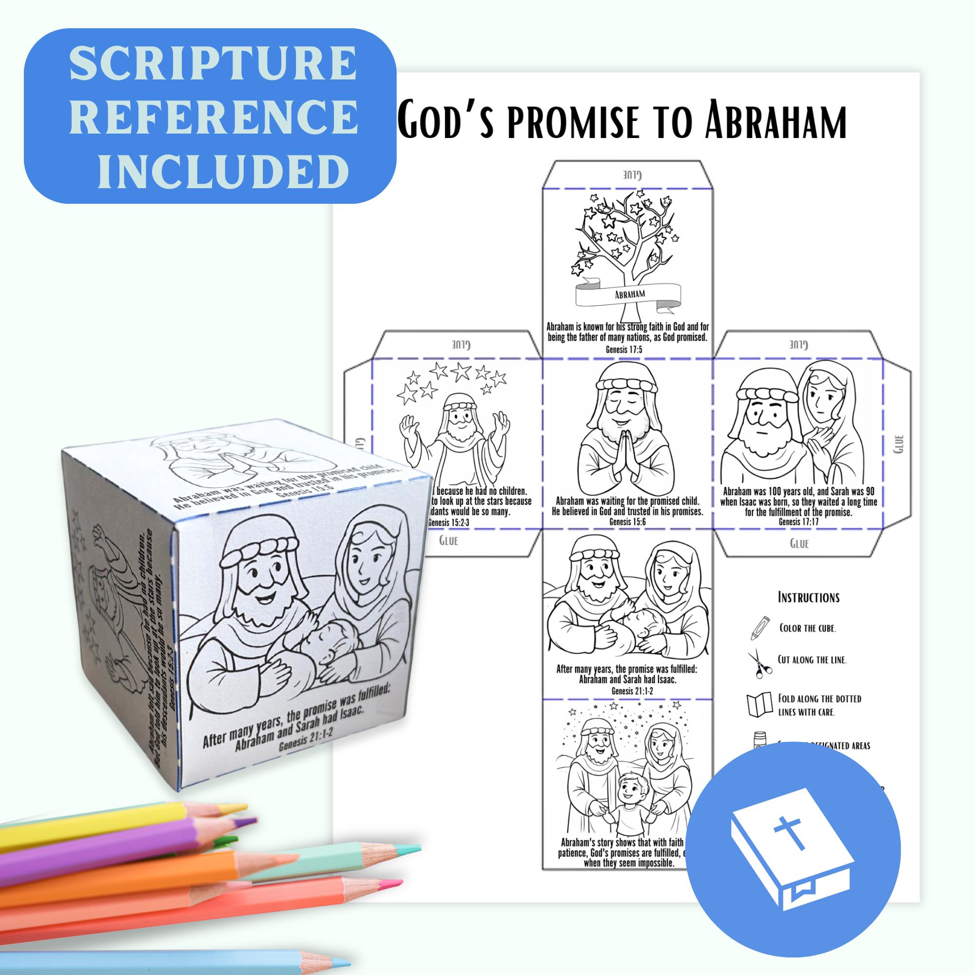 Printable God's Promise to Abraham Coloring Cube Craft, Sunday School ...
