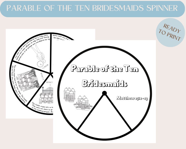 Parable of the Ten Bridesmaids Coloring Spinner Wheel the Ten - Etsy Canada