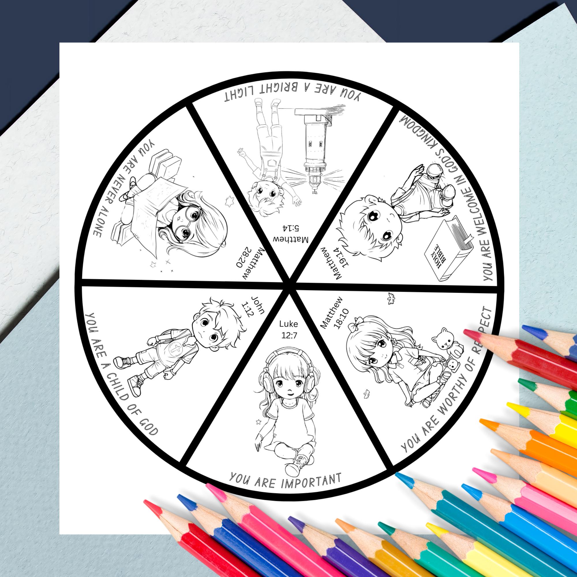 Printable Identity in Christ Coloring Wheel, Kids Bible Lesson ...
