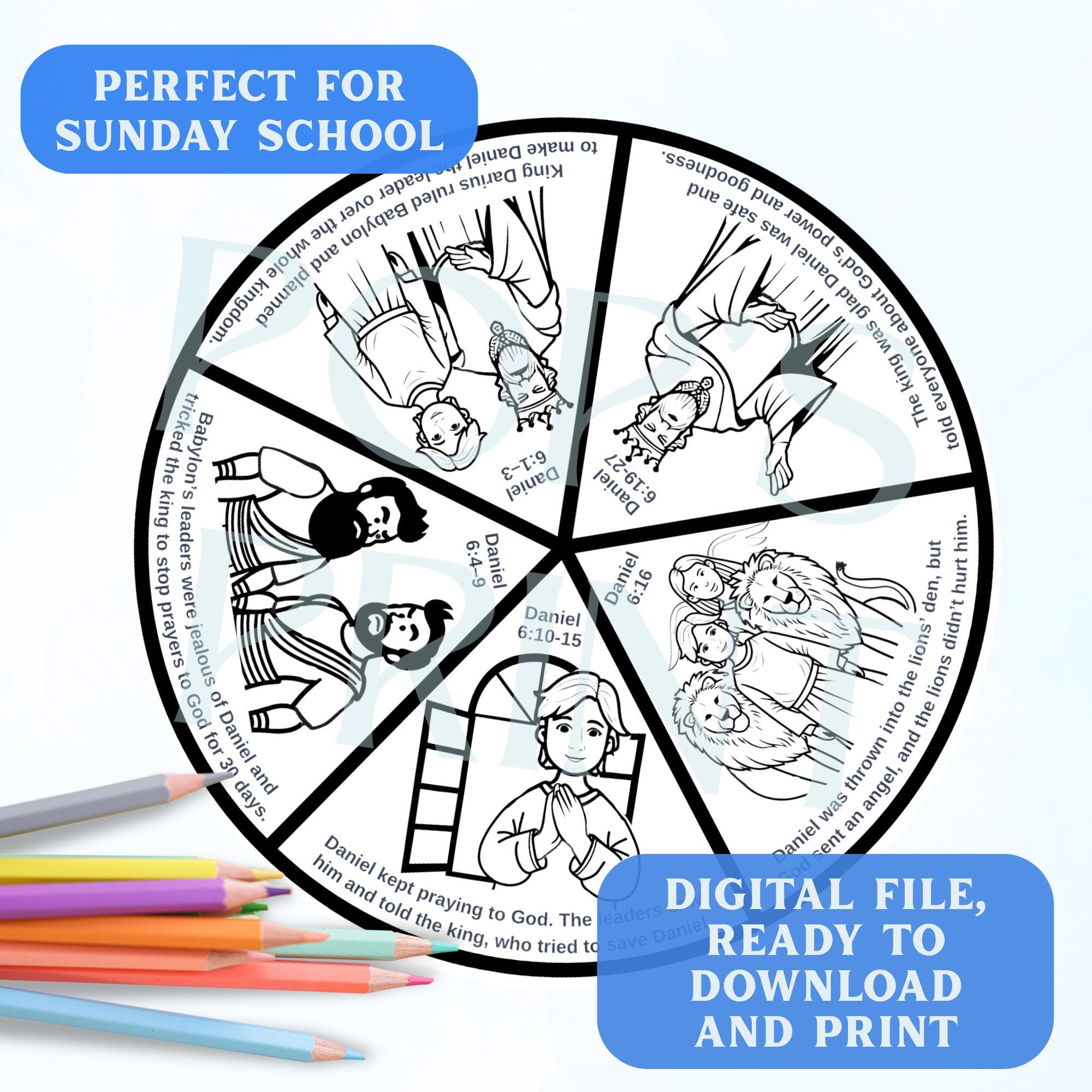 Printable Daniel in the Lion's Den Spinner Wheel, Interactive Bible ...