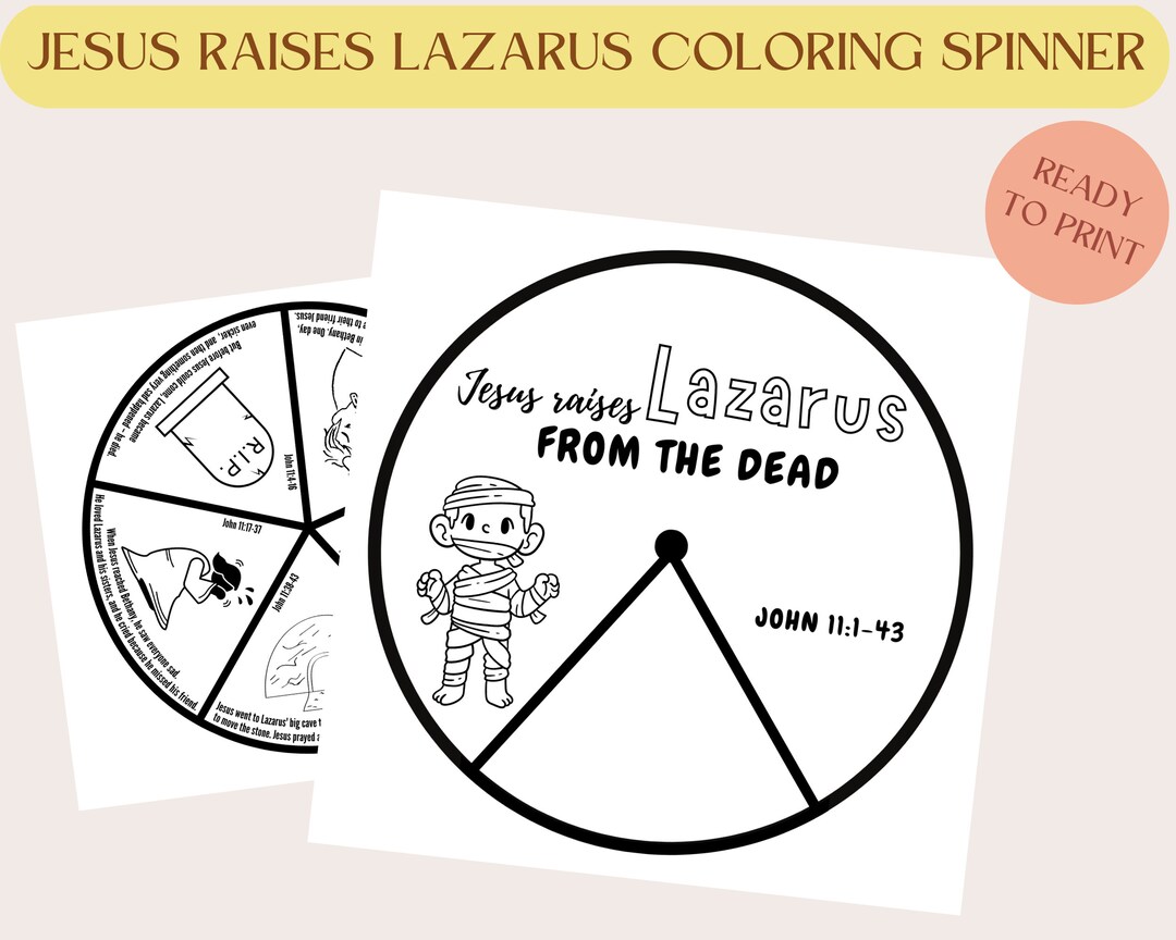 Jesus Raises Lazarus Coloring Spinner Wheel Lazarus Craft - Etsy