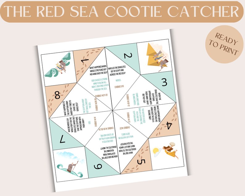 The Red Sea Cootie Catcher Sunday School Craft Cootie - Etsy
