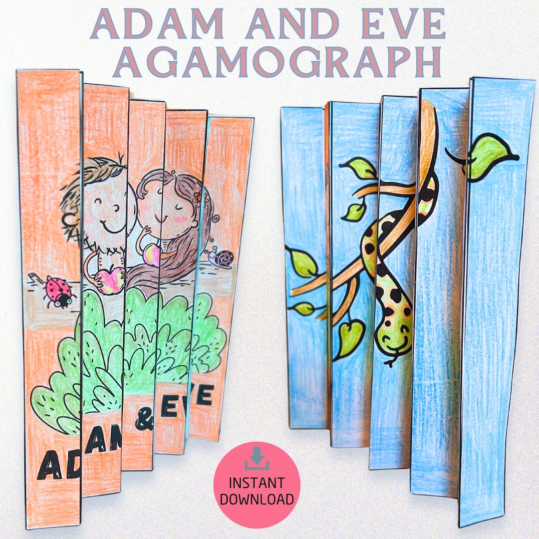 Printable Adam and Eve Agamograph – Sunday School Craft, Instant Download Bible Activity, Adam ...