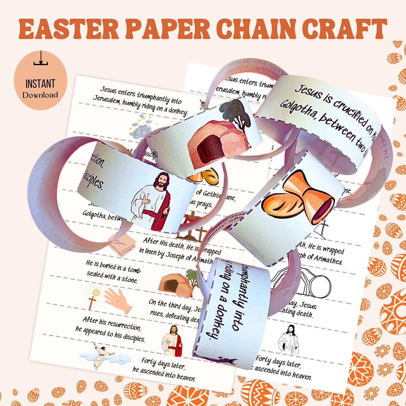 Easter Story Paper Chain Garland: Printable Sunday School Craft Kids ...