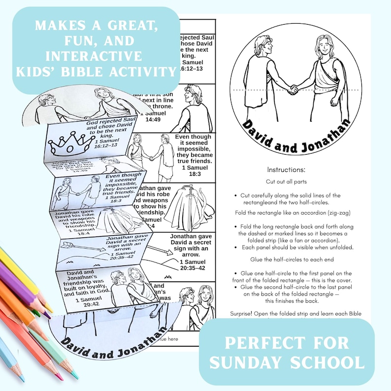 David and Jonathan Friendship Bible Craft for Kids – Printable Folding ...