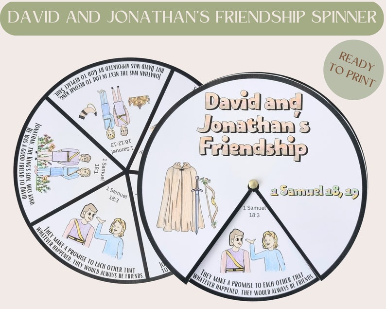 David and Jonathan&#039;s Friendship Coloring Spinner Wheel - Etsy