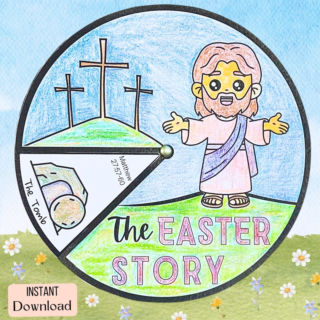 Easter Story Spinner Wheel Printable Sunday School Craft Resurrection ...
