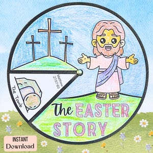 Easter Story Spinner Wheel Printable Sunday School Craft Resurrection ...