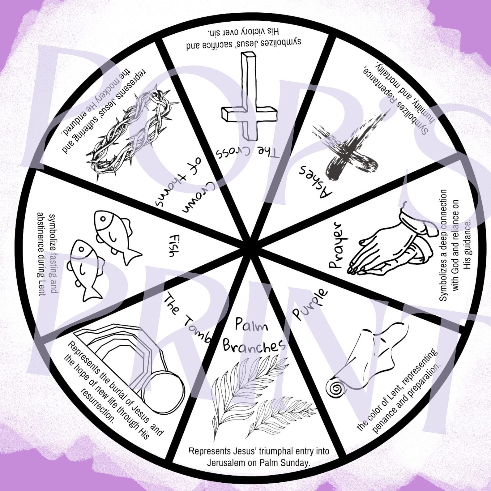 Printable Lent Symbols Sunday School Craft Coloring Spinner Wheel, Kids ...