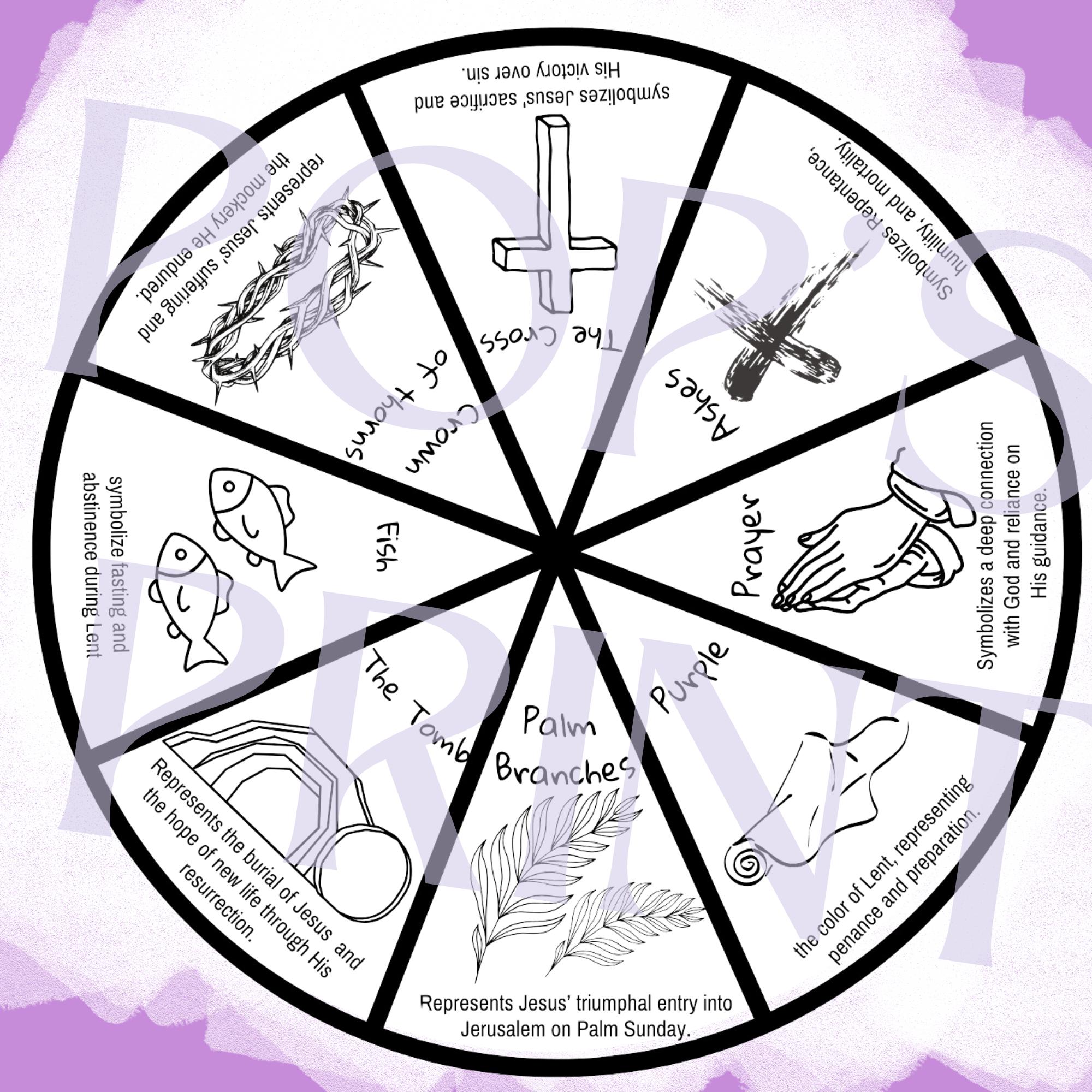 Printable Lent Symbols Sunday School Craft Coloring Spinner Wheel, Kids ...