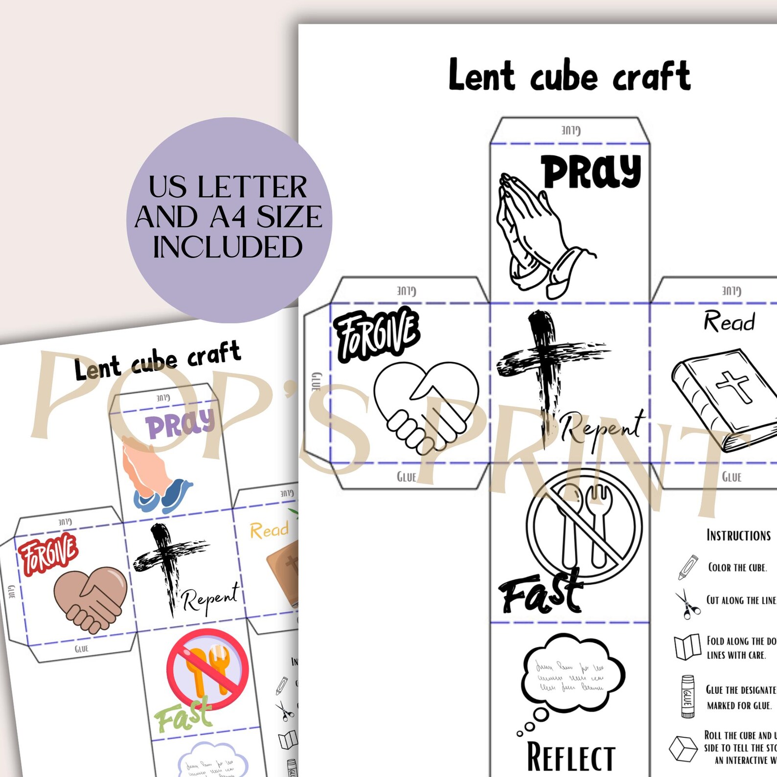 Lent Cube Craft | Sunday School Holy Week Activity (digital Download ...