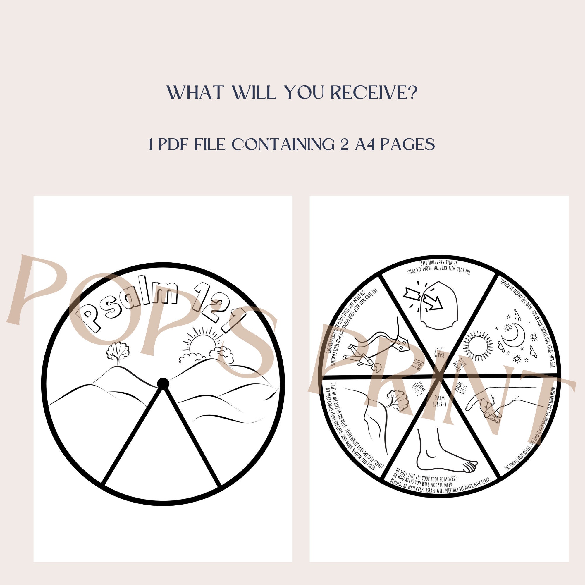 Printable Psalm 121 Coloring Spinner Wheel | Psalm 121 Sunday School ...
