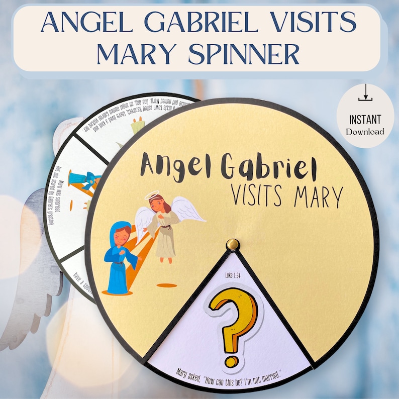 Sunday School Christmas Craft: Angel Gabriel Visits Mary Spinner Wheel ...