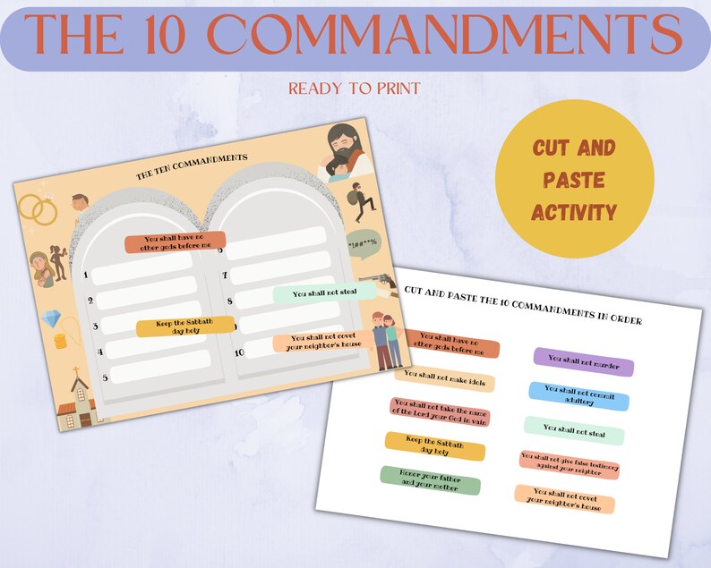 The Ten Commandments Activityhomeschool Bible Activity for - Etsy