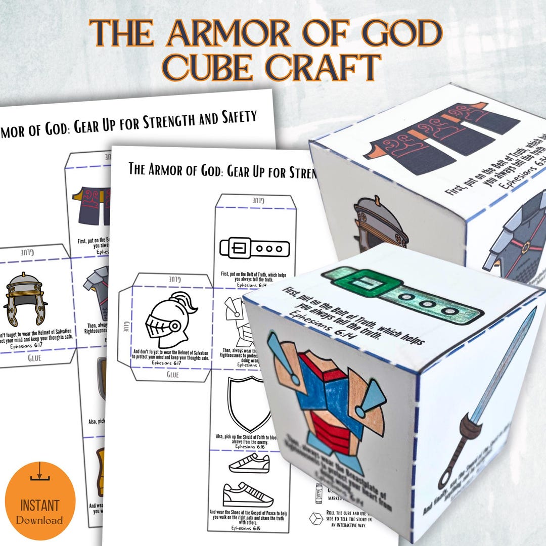 The Armor of God Cube Craft, God's Armor Printable Bible Activity ...