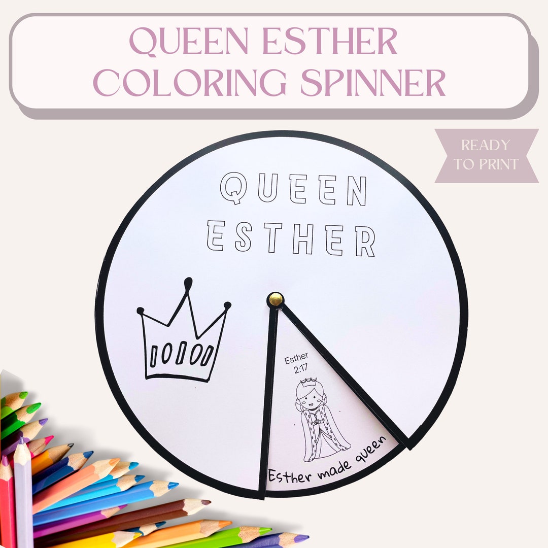 Queen Esther Coloring Spinner Wheel | Printable Sunday School & Kids ...