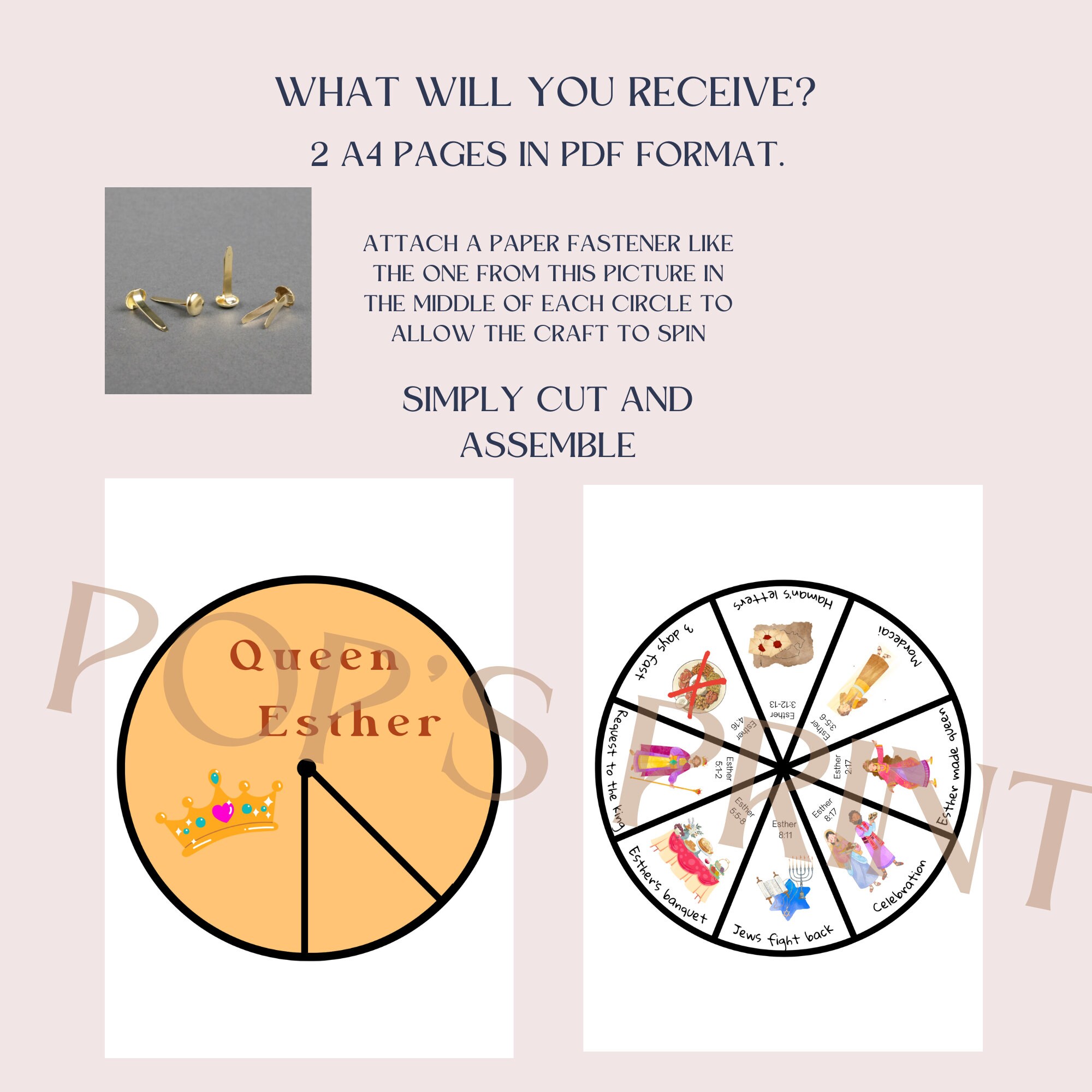 Printable Queen Esther Spinner Wheel | Sunday School Craft | Kids ...