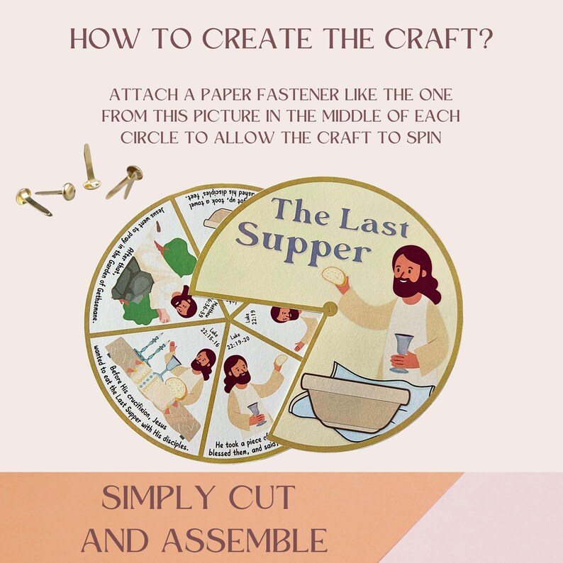 Printable Last Supper Sunday School Craft & Spinner Wheel, Kids ...