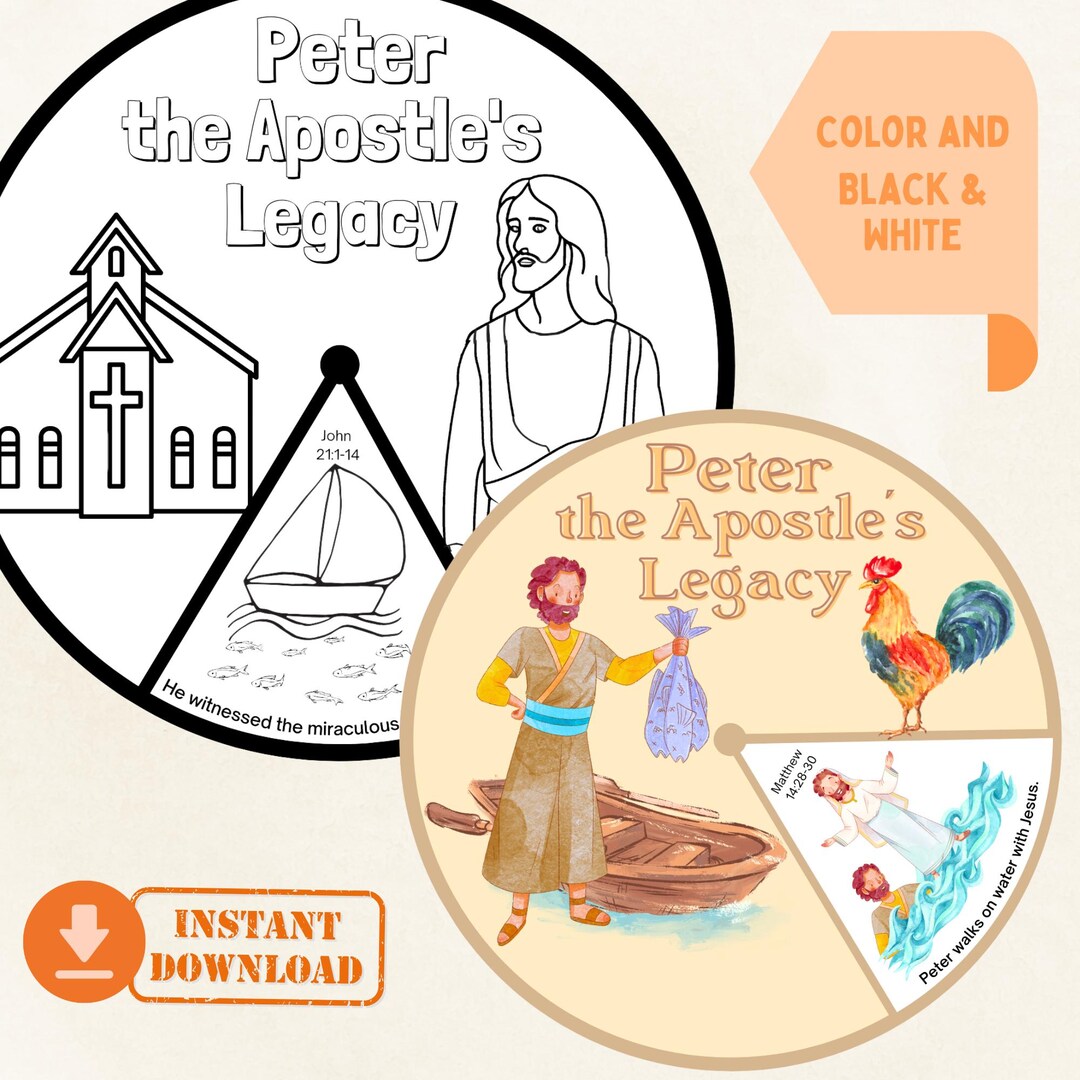Printable Peter the Apostle Spinner Wheel, Interactive Bible Story ...