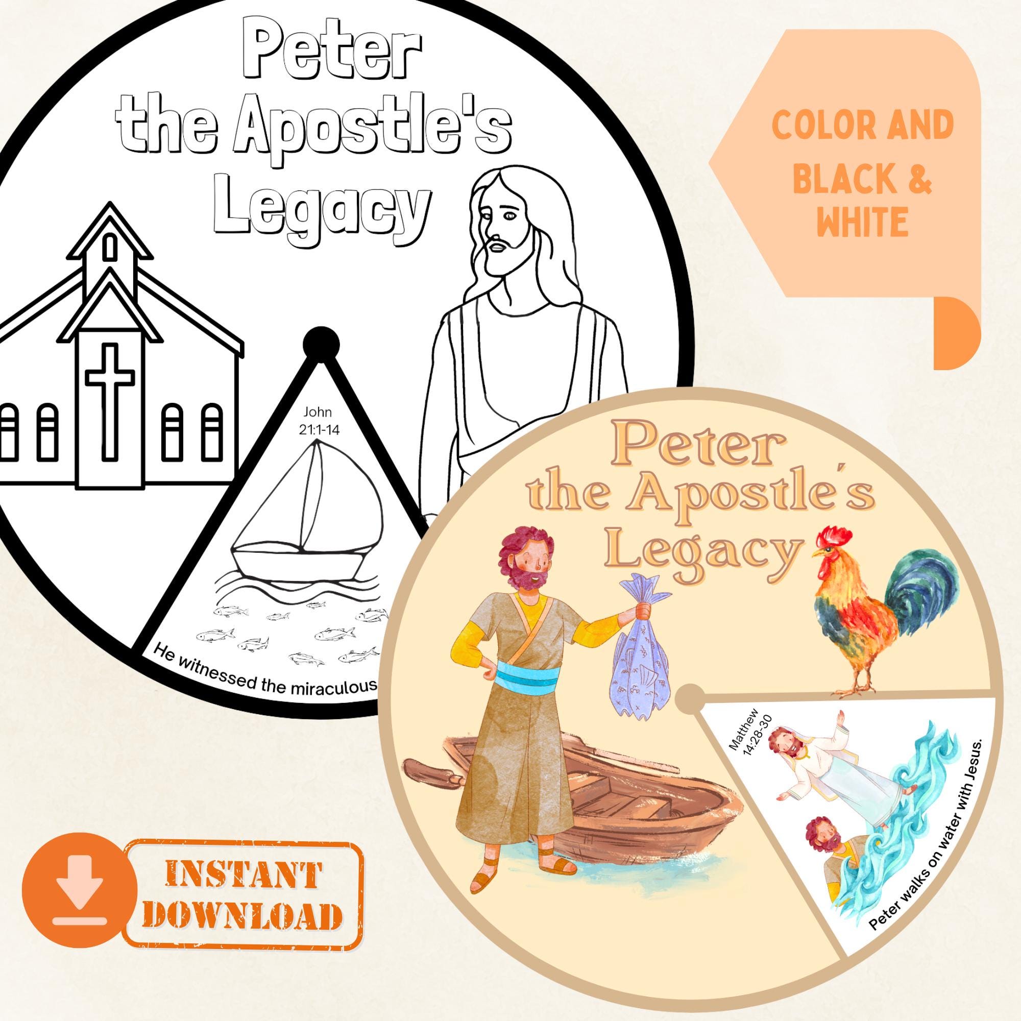 Printable Peter the Apostle Spinner Wheel, Interactive Bible Story ...