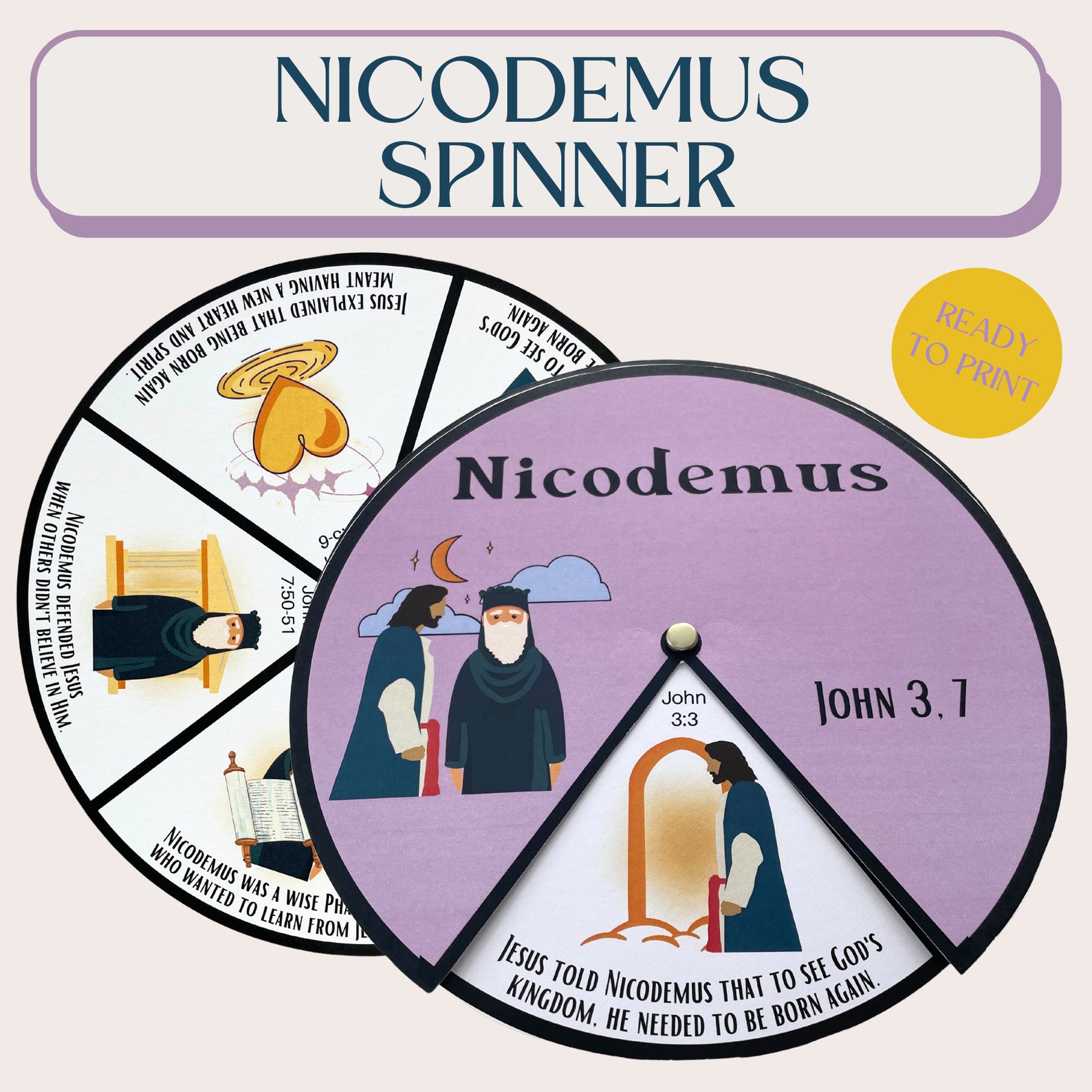 Printable Nicodemus Spinner Wheel| Nicodemus Craft| Sunday School Craft ...