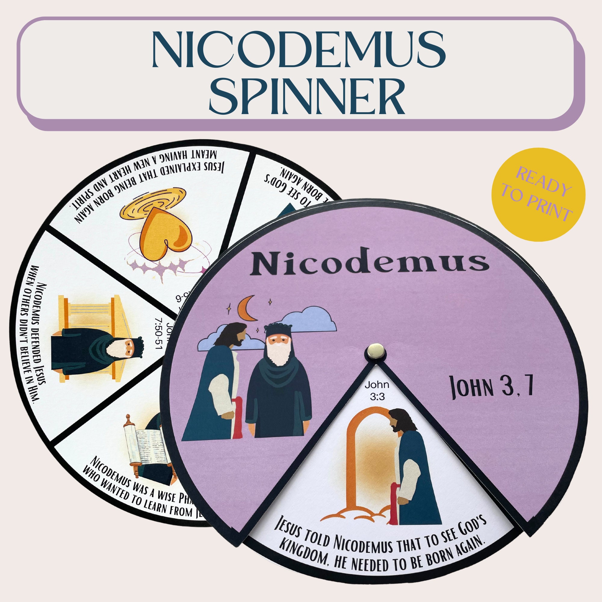 Printable Nicodemus Spinner Wheel| Nicodemus Craft| Sunday School Craft ...