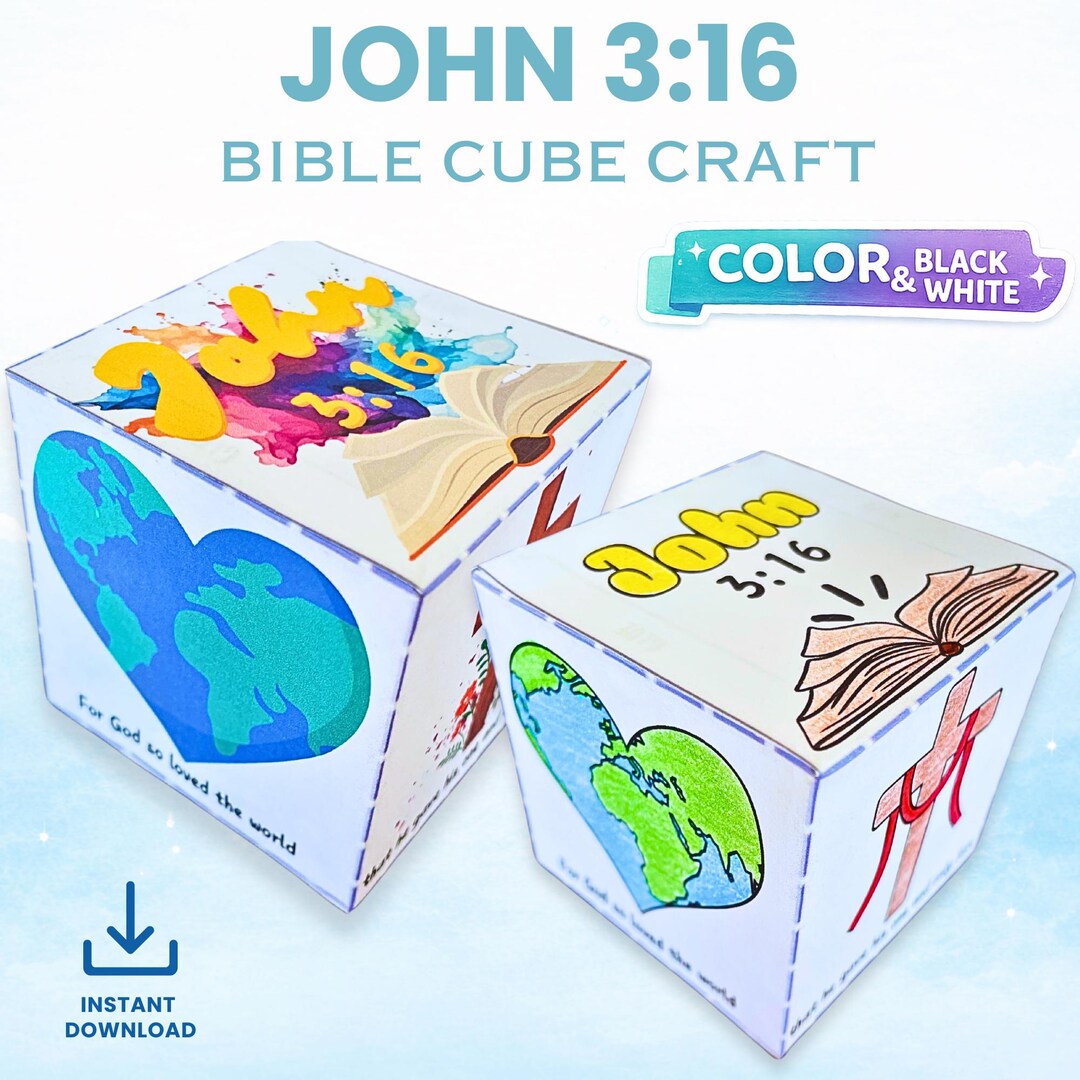 John 3:16 Cube Craft the Good News Printable Sunday School Bible ...