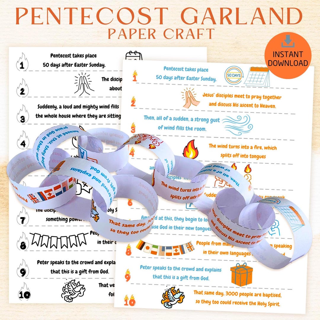 Pentecost Story Paper Chain Garland Printable Sunday School Craft, Kids ...