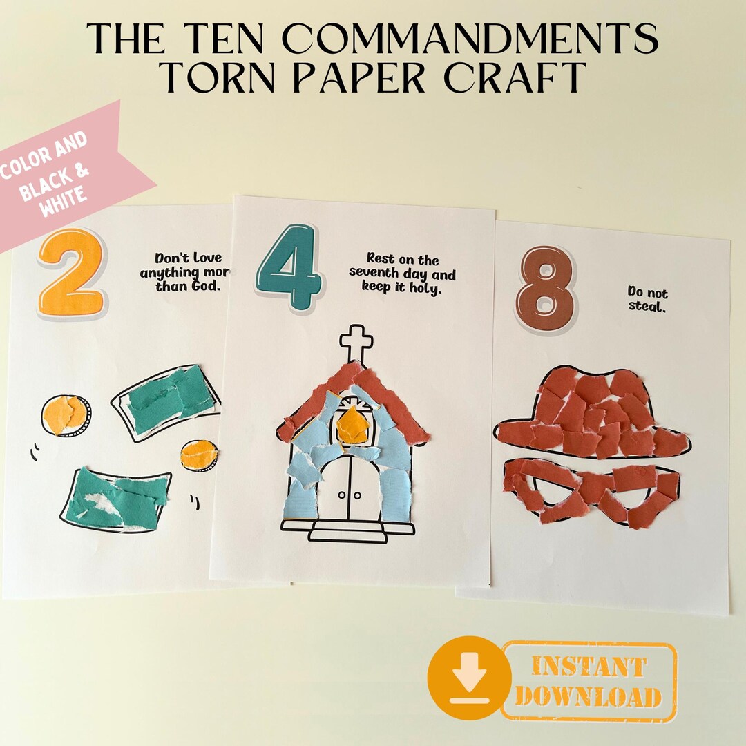 The Ten Commandments Torn Paper Craft for Toddlers, Coloring Paper ...